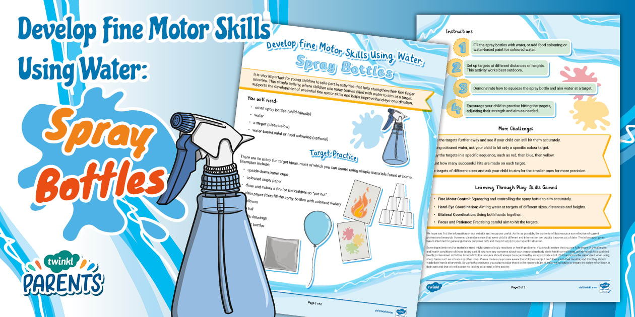 Develop Fine Motor Skills Using Water: Spray Bottles