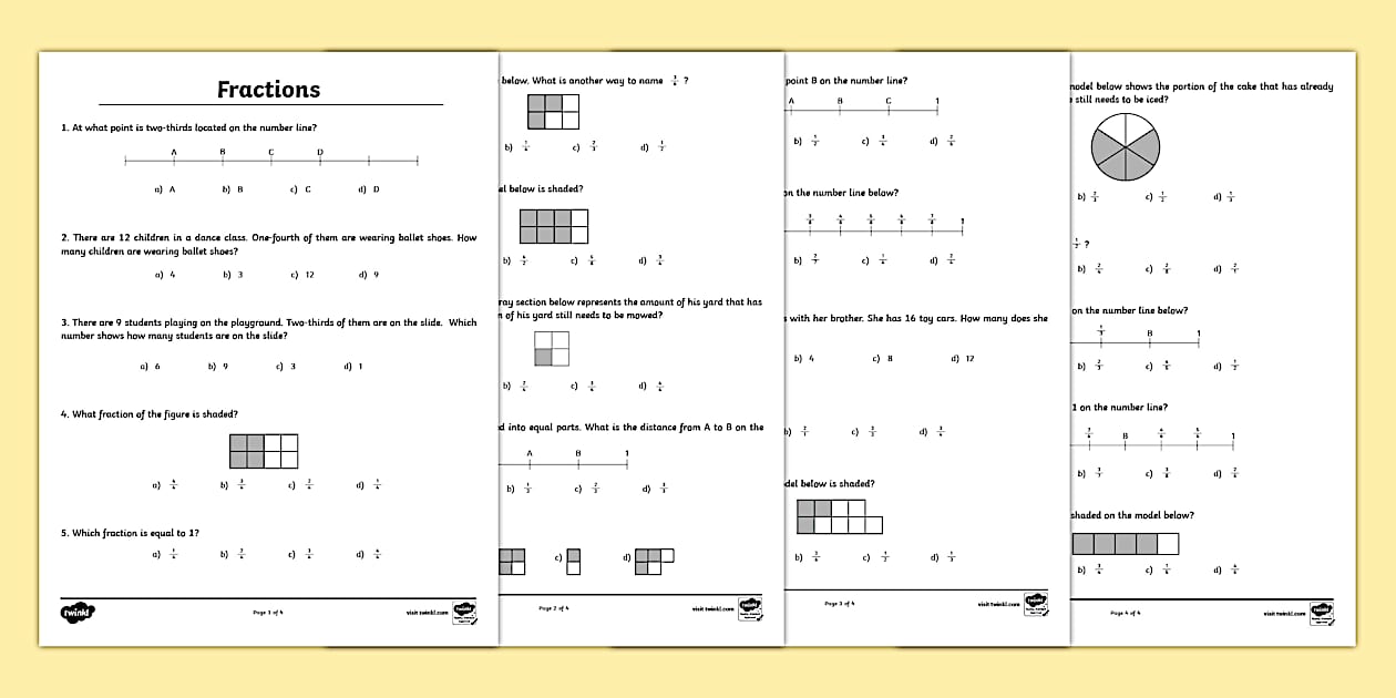 3rd Grade Fraction Review | Resource | Twinkl USA - Twinkl