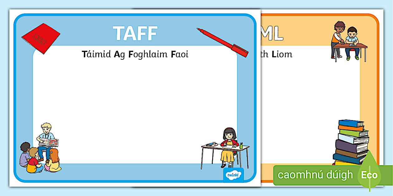 Comharthaí Taispeántais TAFF agus BAML (teacher made)