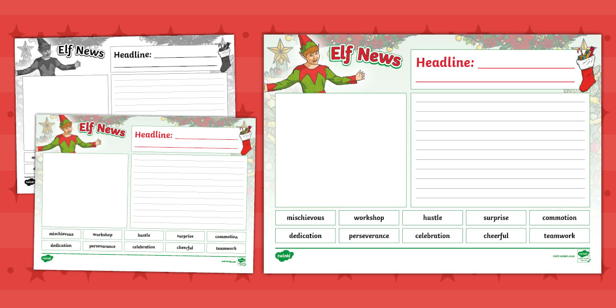 Elf Recount Newspaper Writing Template (l'enseignant a fait)