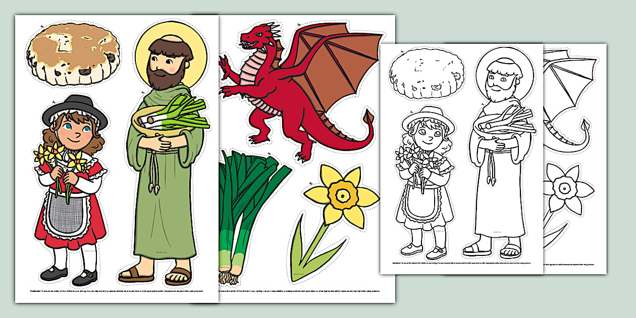 St. David's Day Cut-Outs (Teacher-Made) - Twinkl
