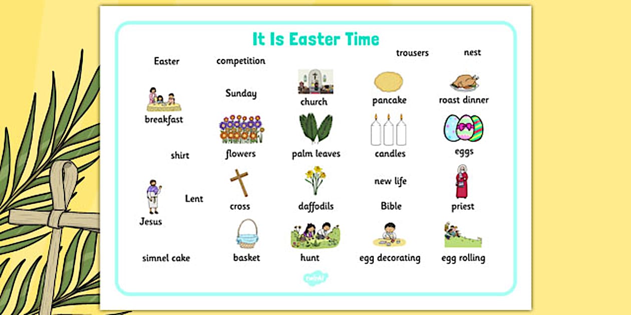 Easter Time Vocabulary Mat - ESL Easter Vocabulary - Twinkl