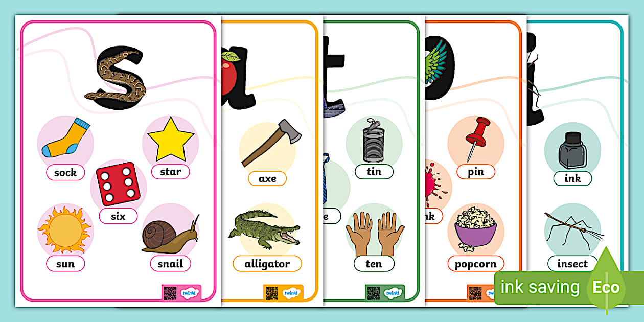 Phonics Phase 2 Display Posters (teacher made) - Twinkl