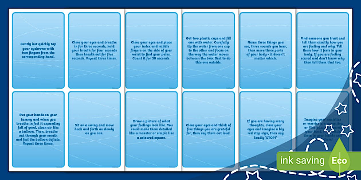 Activity Cards for Calming Anxiety - Primary-Aged Children