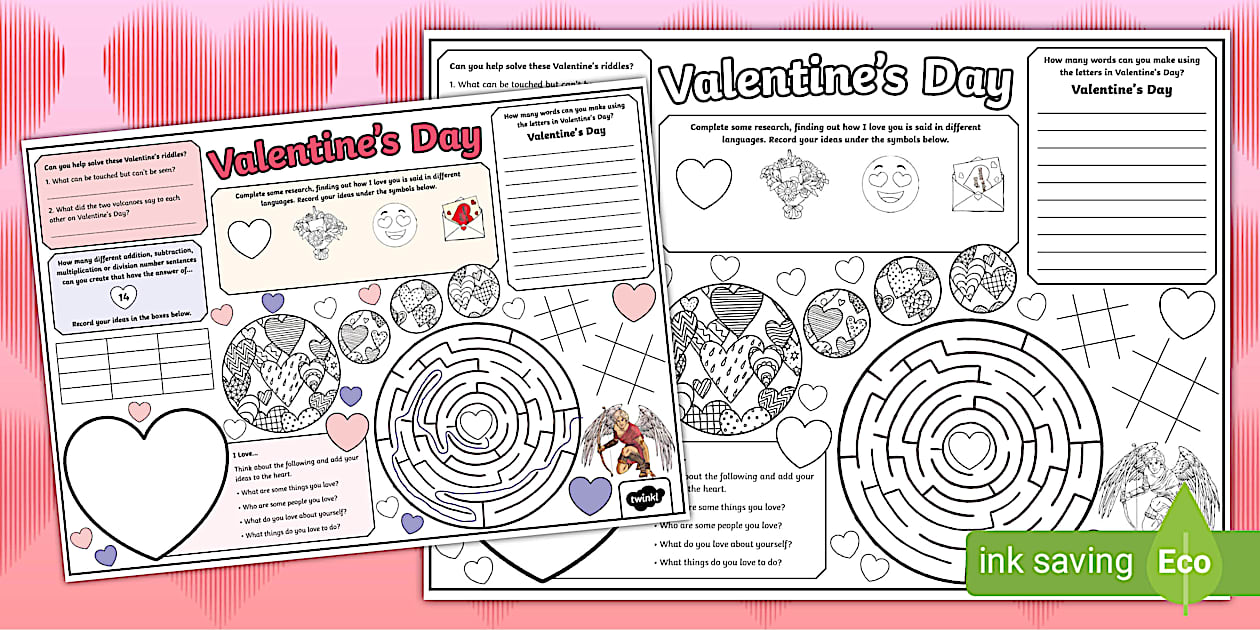 Valentine's Day Activity Mat Years 5-6 (teacher made)
