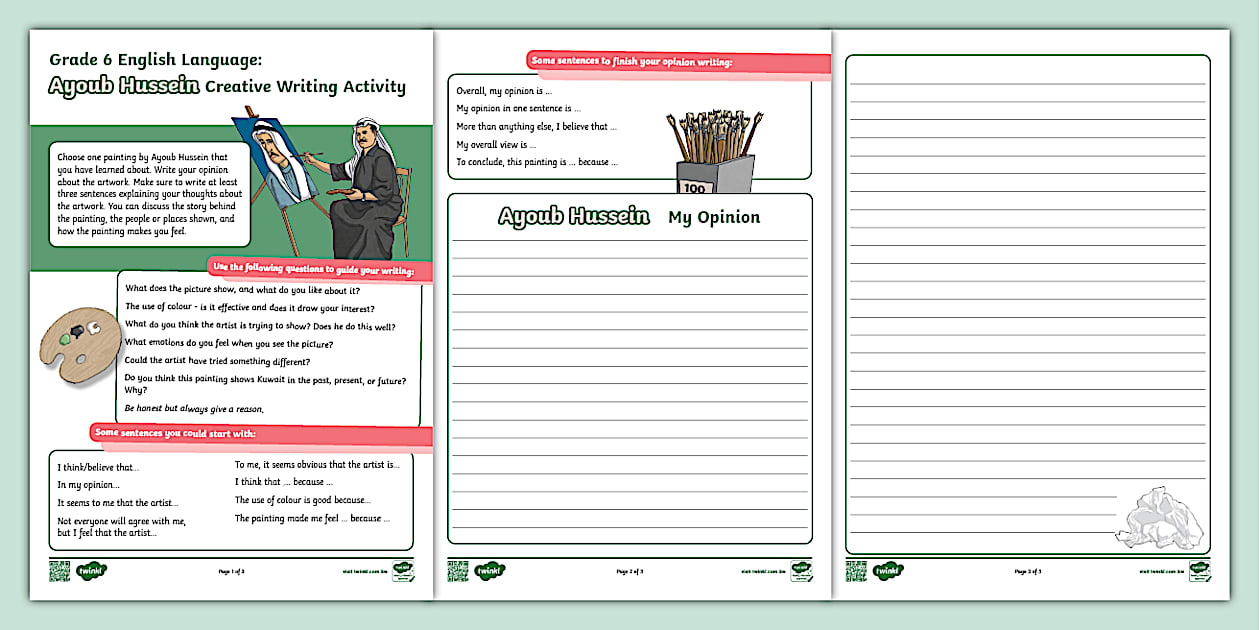 Grade 6 English Language: Ayoub Hussein Creative Writing Activity | MOE
