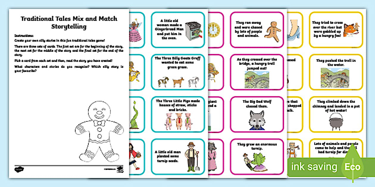 Editable Traditional Tales Mix and Match Storytelling Activity
