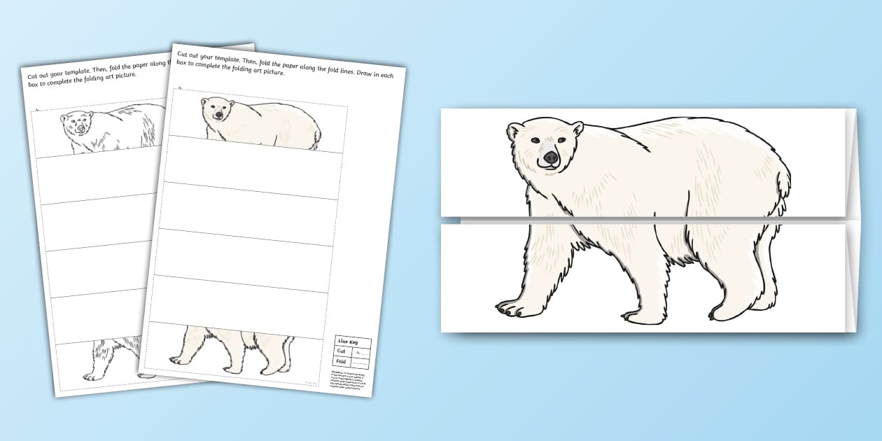 Polar Bear Folding Art Template - Twinkl