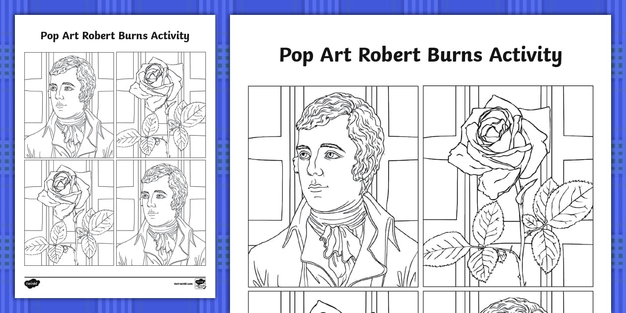 Pop Art Robert Burns Activity Sheet (teacher made) - Twinkl