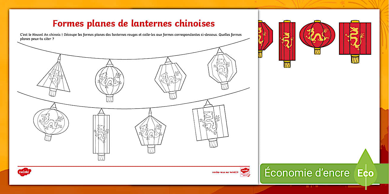 Activités avec les formes planes pour le Nouvel An chinois