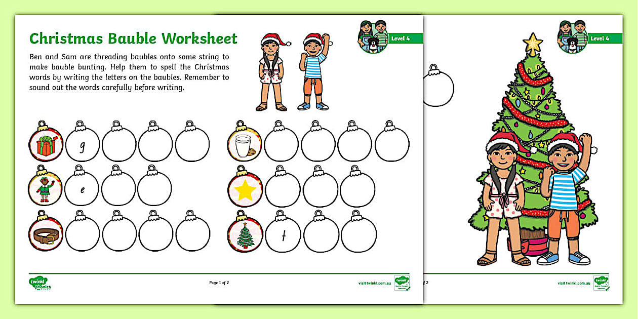 Level 4 Christmas Bauble Worksheet