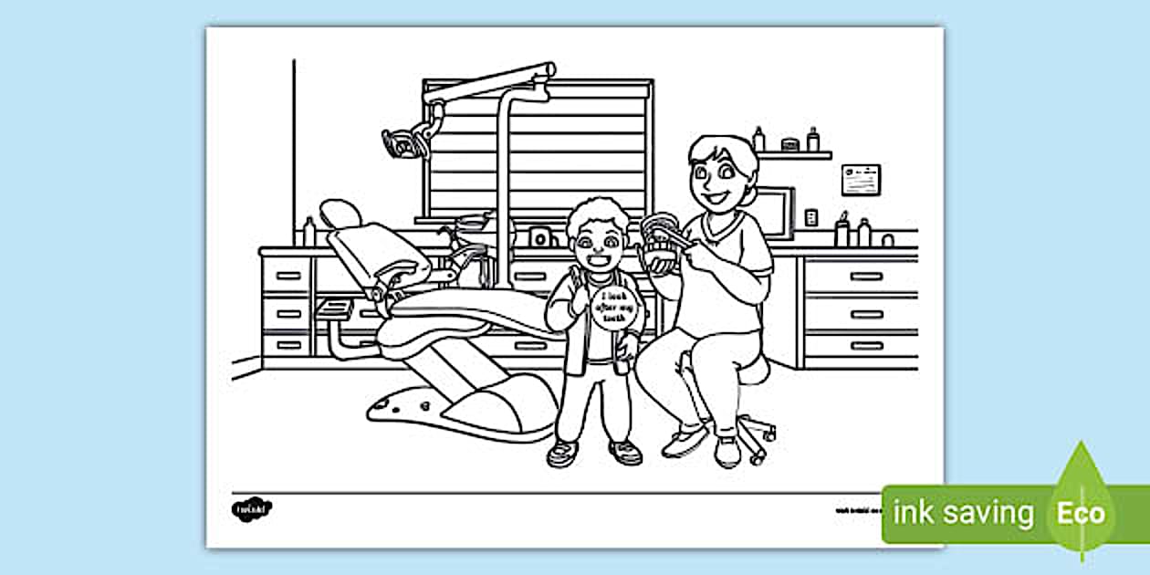 Dentist Colouring (teacher made) - Twinkl