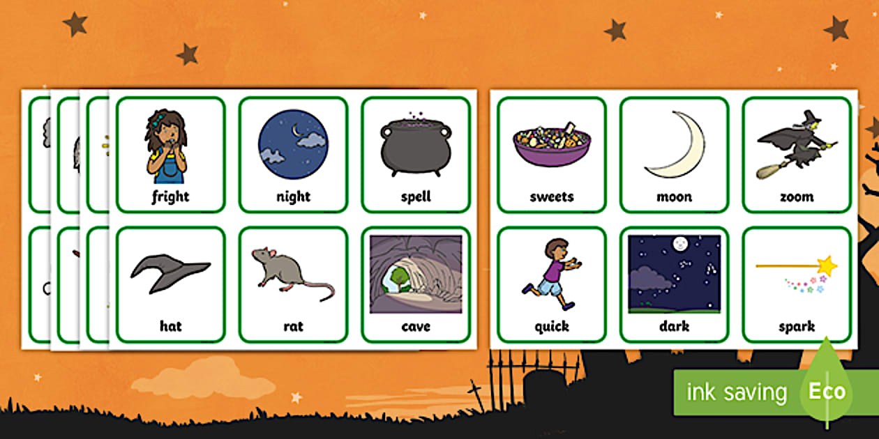 Halloween Matching Game | Rhyming Pairs Game | Phonics