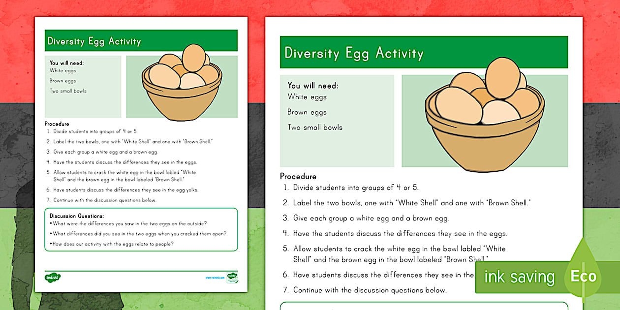 Diversity Eggs Worksheet | Teaching Resource | Twinkl USA