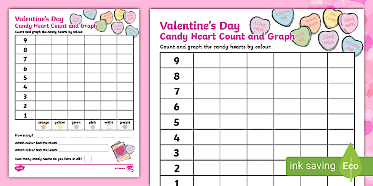 Valentine's Day Candy Heart Count and Graph Activity