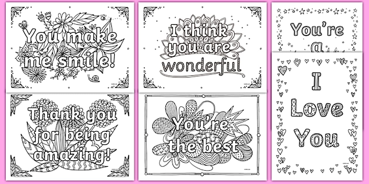 Adult Colouring Mindfulness Words of Encouragement Sheets