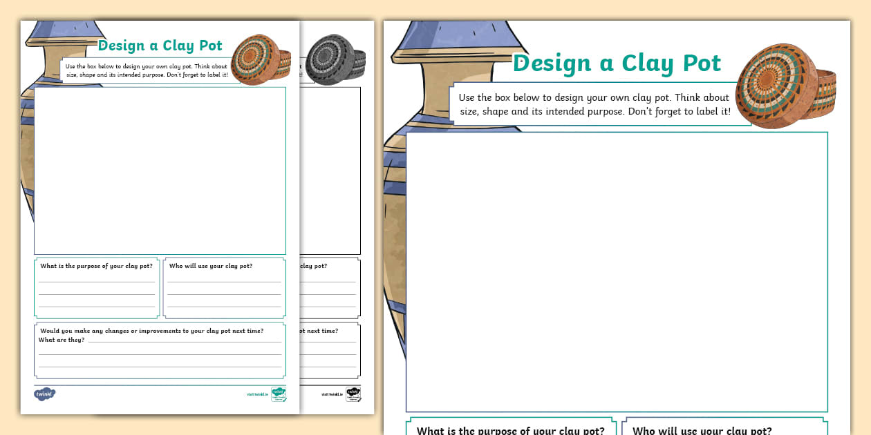Design a Clay Pot Worksheet (teacher made) - Twinkl