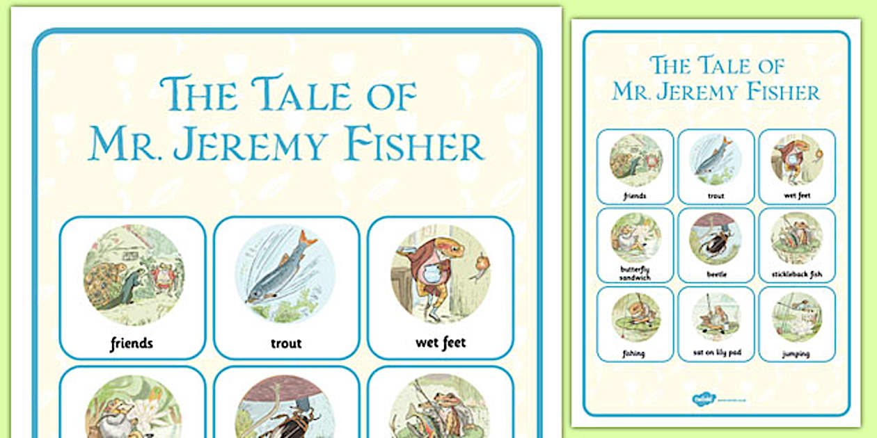 Black and White Beatrix Potter - The Tale of Mr Jeremy Fisher Vocabulary