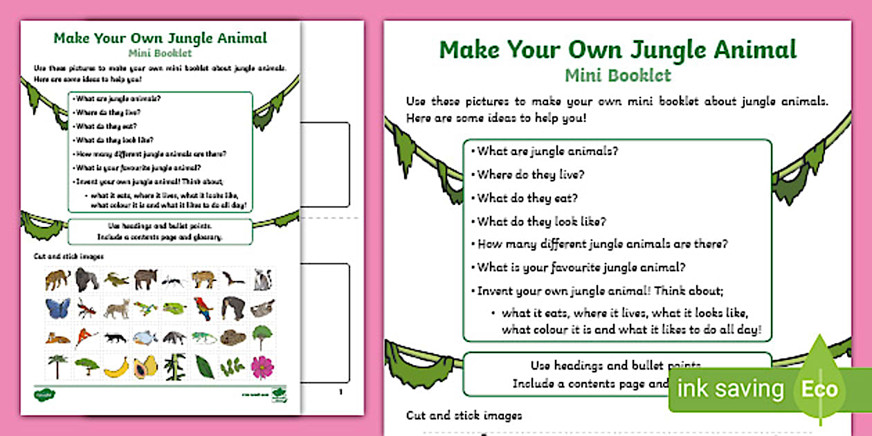 Make Your Own Jungle Animal Mini Booklet - Twinkl