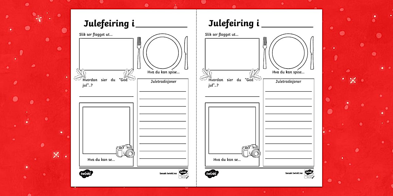 Jul rundt om i verden | Skriverammer (teacher made) - Twinkl