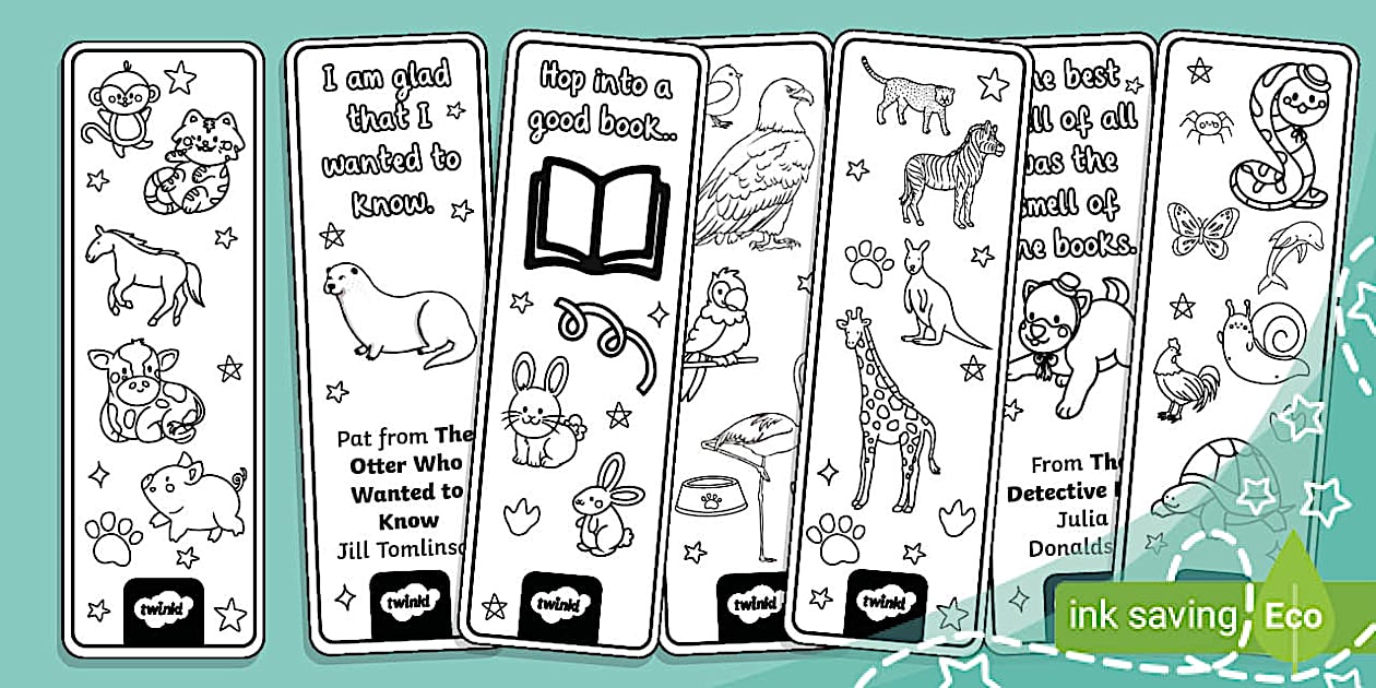 Animal-Themed Colour-In Bookmarks (teacher made) - Twinkl