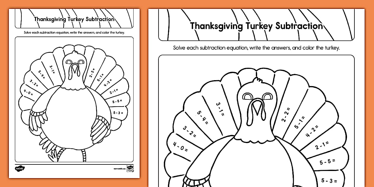 Turkey Subtraction Worksheet | Resource | Twinkl USA