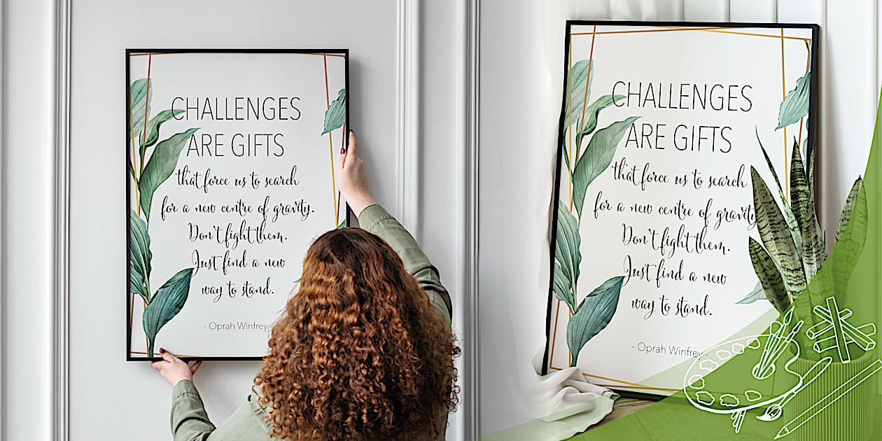 Challenges Are Gifts Oprah Winfrey Botanical-Themed Poster
