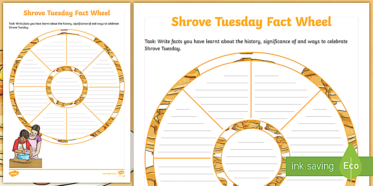 Shrove Tuesday Fact Wheel Worksheet (teacher made) - Twinkl