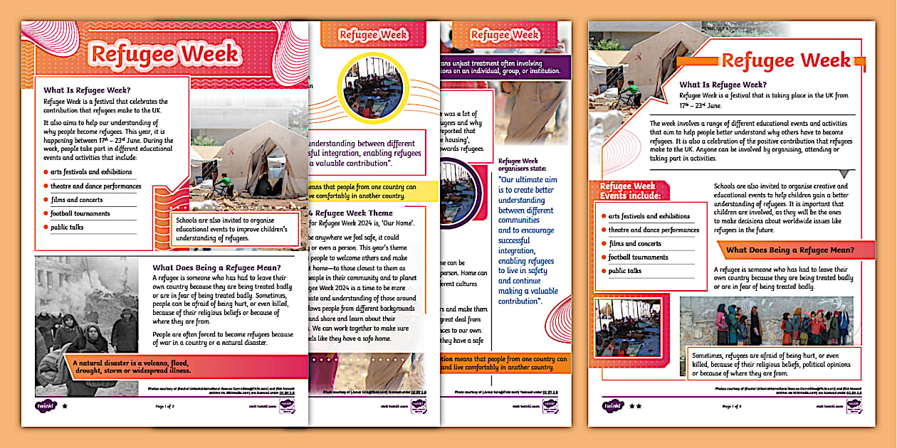 LKS2 Refugee Week 2024 Differentiated Reading Comprehension Activity
