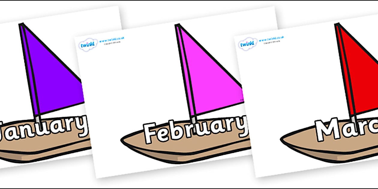 Cursive Months of the Year on Toy Boats (teacher made)