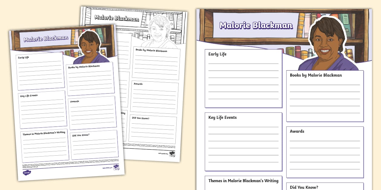 Malorie Blackman Fact File Template