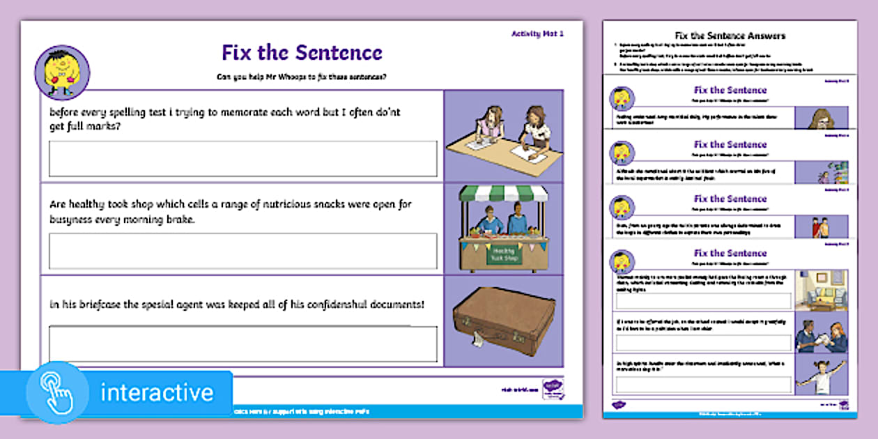Interactive Fix The Sentence Activity: Remote Learning