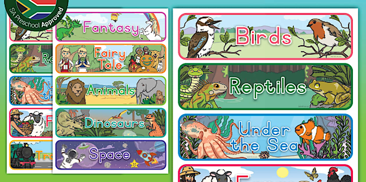 Preschool: Story Bookshelf Labels (teacher made) - Twinkl