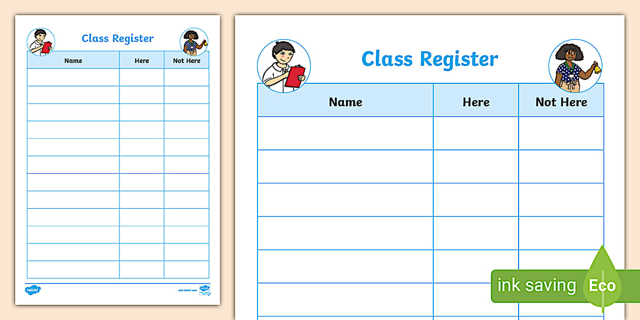 Role Play Class Register (teacher made) - Twinkl