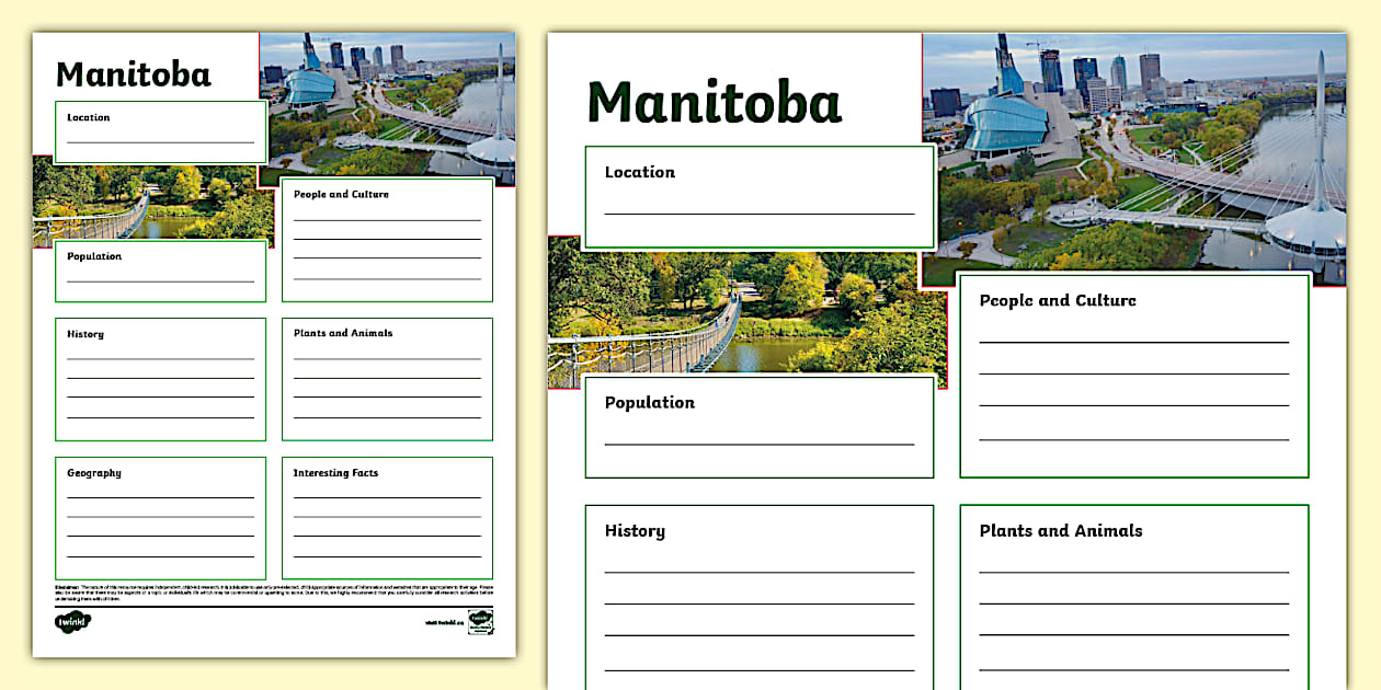 Manitoba Fact File Template (teacher made) - Twinkl