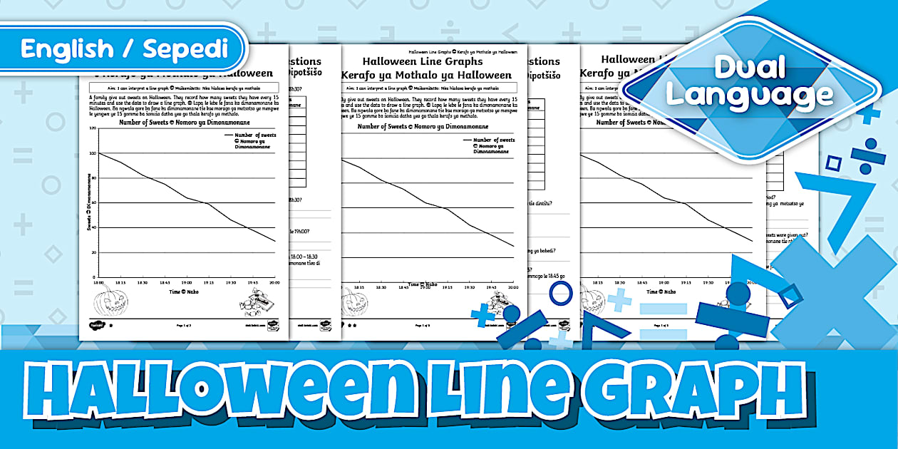 Grade 4 Maths Halloween Line Graph Sepedi/English