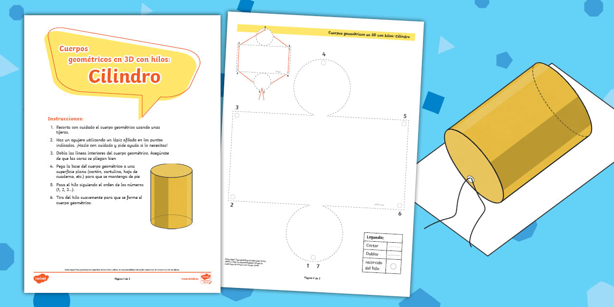 Cuerpos geométricos en 3D con hilos: Cilindro - Twinkl