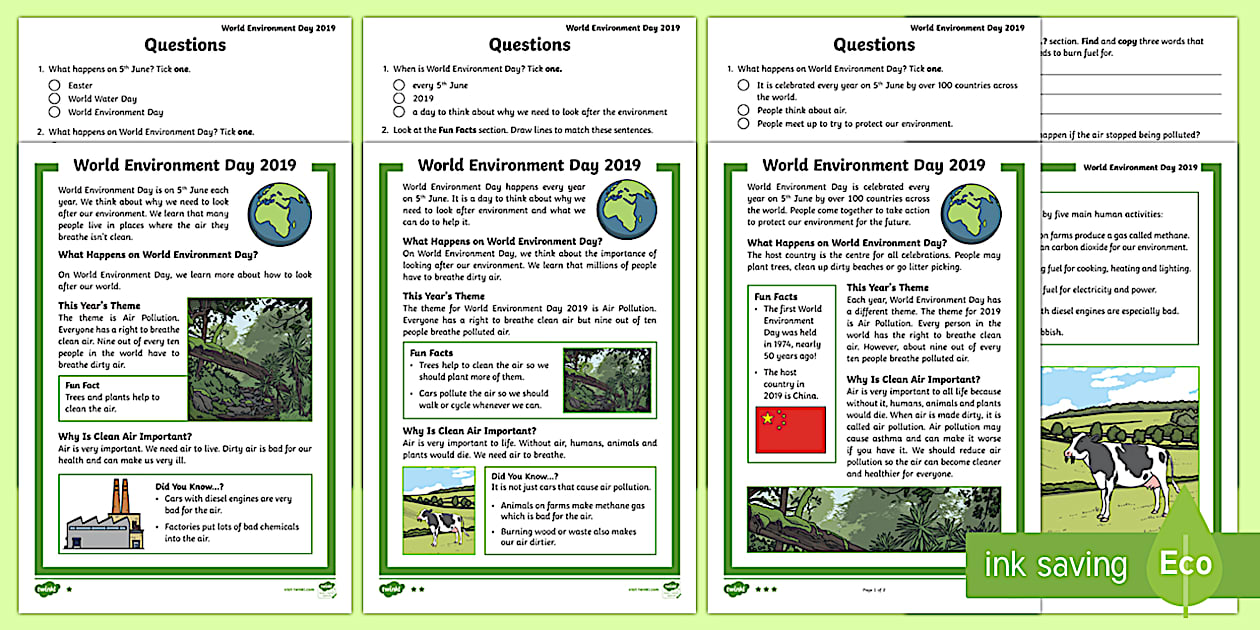 Middle Ability KS1 World Environment Day Air Pollution Differentiated
