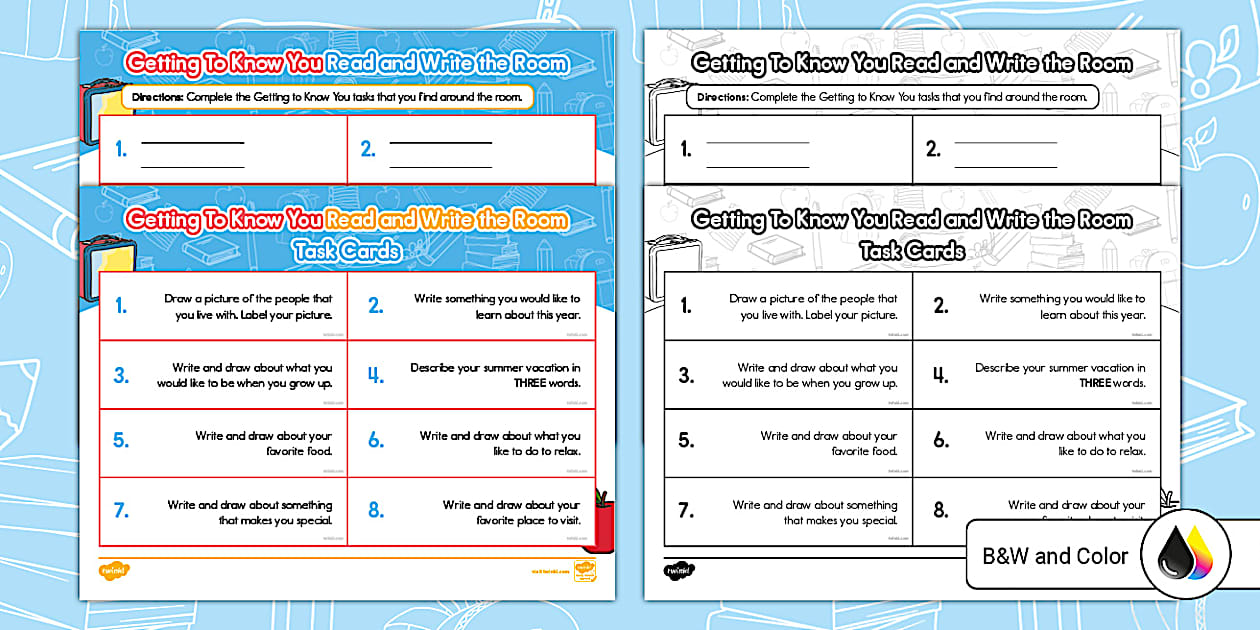 Back to School Read and Write the Room Worksheet for K-2nd