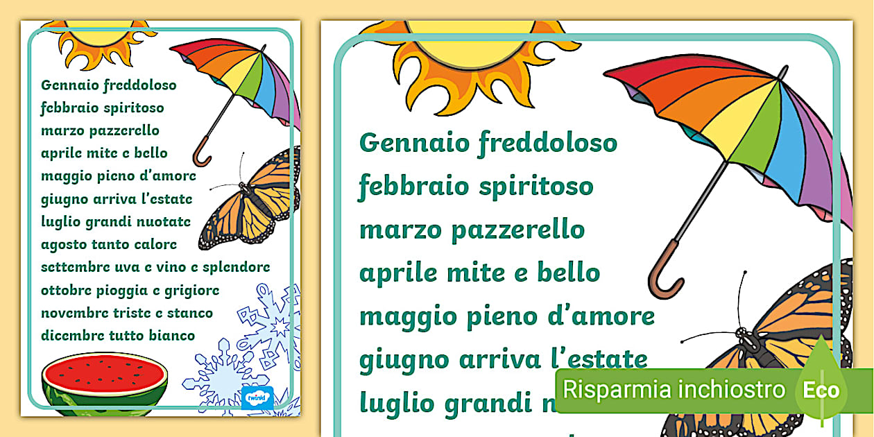 Filastrocca sui mesi dell'anno (Teacher-Made) - Twinkl