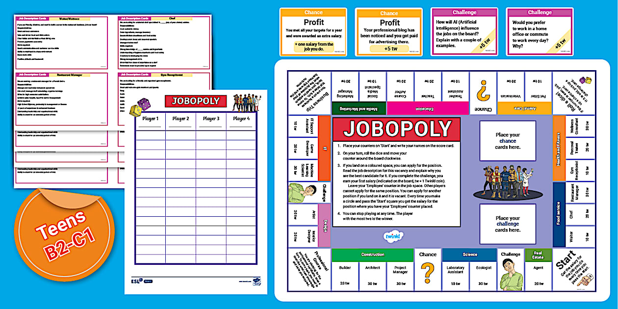 ESL Jobopoly Board Game [Teens, B2-C1] (l'enseignant a fait)