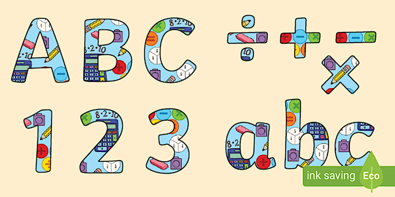 👉 Maths Area Themed Size Editable Display Lettering - display