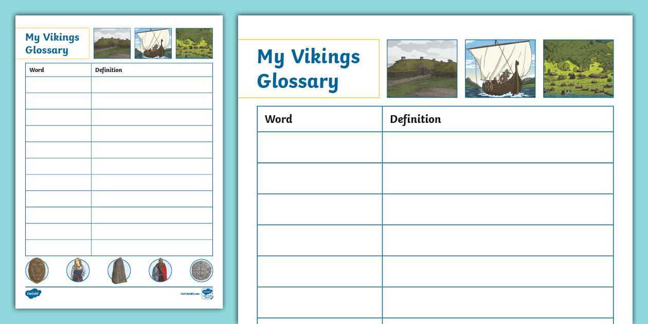 The Vikings Glossary Writing Template - Twinkl