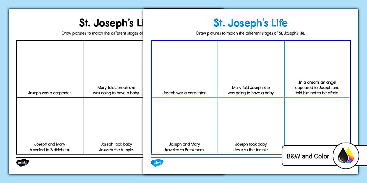 St. Joseph's Life Worksheet | Christian Ed. | Twinkl USA
