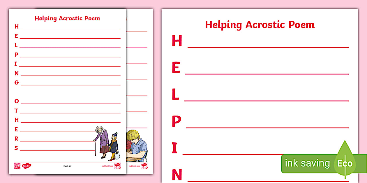 Helping Acrostic Poem (teacher made) - Twinkl