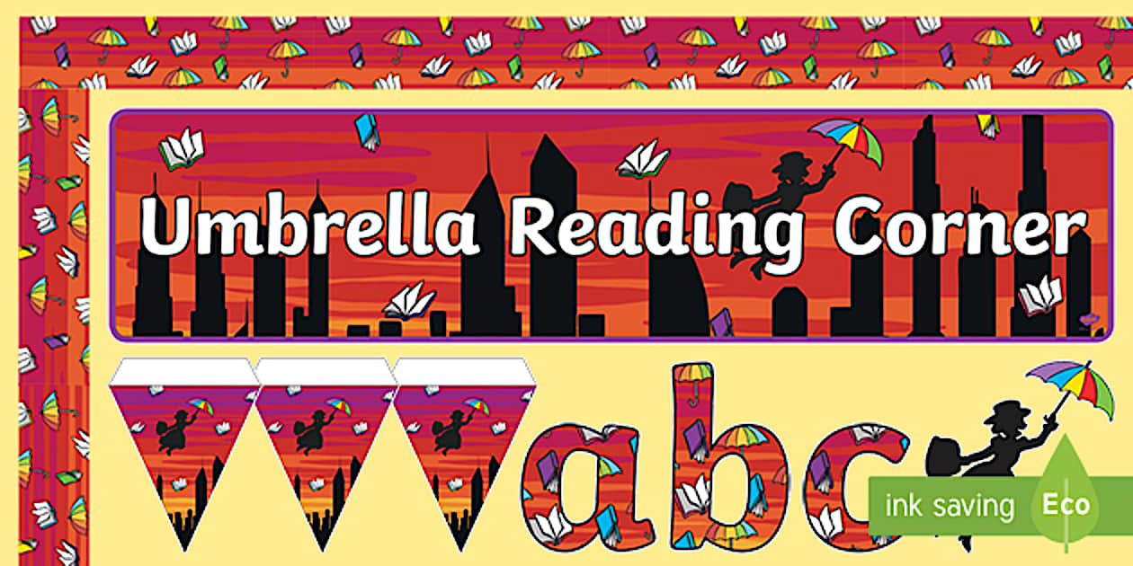 Cursive Umbrella Reading Corner Display Pack (teacher made)