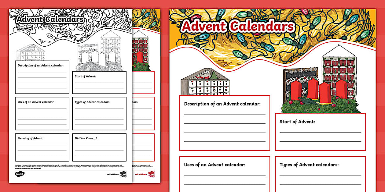 Advent Calendars Fact File Template (Teacher-Made) - Twinkl