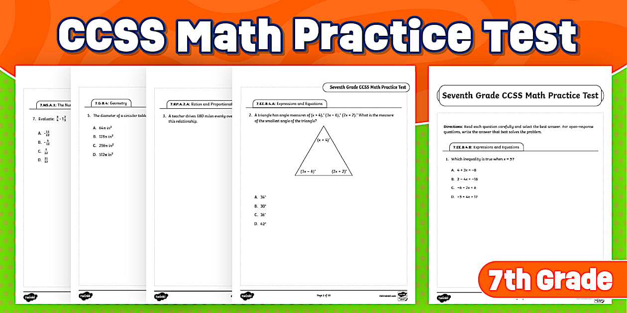 Seventh Grade Math Practice Test | CCSS Test Prep