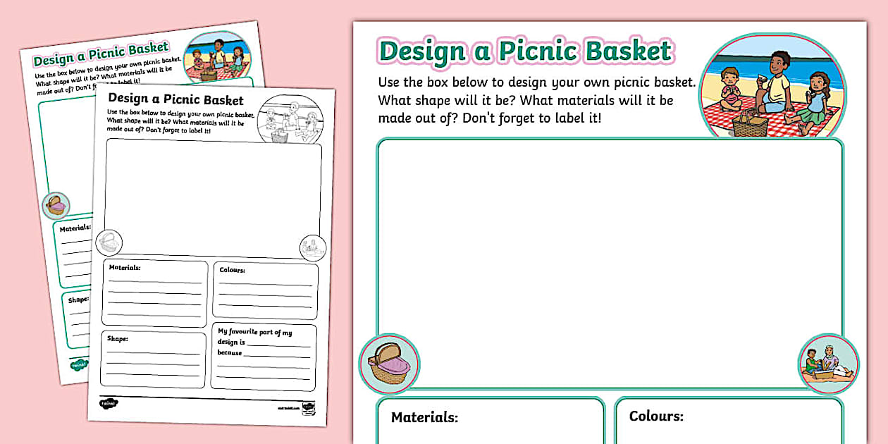 Design a Picnic Basket Worksheet (teacher made) - Twinkl
