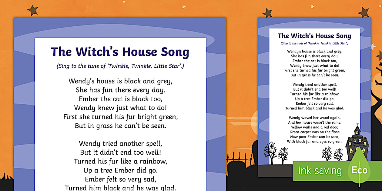 Witch's House Song Sheet (Hecho por educadores) - Twinkl